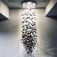 China Black Art Luxury Stone Crystal Chandelier Staircase Modern Cristal LED Hanging Lamp  (WH-NC-146) for sale
