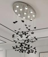 China Black Art Luxury Stone Crystal Chandelier Staircase Modern Cristal LED Hanging Lamp  (WH-NC-146) for sale