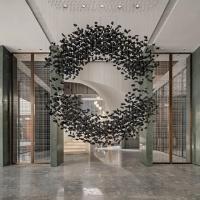 China Black Art Luxury Stone Crystal Chandelier Staircase Modern Cristal LED Hanging Lamp  (WH-NC-146) for sale