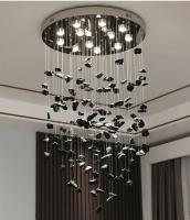 China Black Art Luxury Stone Crystal Chandelier Staircase Modern Cristal LED Hanging Lamp  (WH-NC-146) for sale