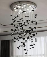 China Black Art Luxury Stone Crystal Chandelier Staircase Modern Cristal LED Hanging Lamp  (WH-NC-146) for sale