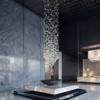 China Black Art Luxury Stone Crystal Chandelier Staircase Modern Cristal LED Hanging Lamp  (WH-NC-146) for sale