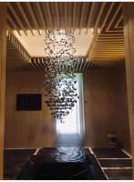 China Black Art Luxury Stone Crystal Chandelier Staircase Modern Cristal LED Hanging Lamp  (WH-NC-146) for sale