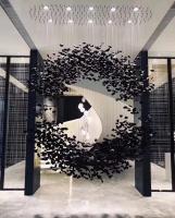 China Black Art Luxury Stone Crystal Chandelier Staircase Modern Cristal LED Hanging Lamp  (WH-NC-146) for sale