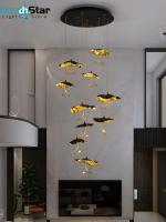 China Luxury Designer Copper Lotus Leaf Chandeliers Lotus Leaf Pendant Lamp  (WH-NC-151) for sale