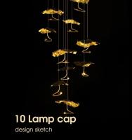 China Luxury Designer Copper Lotus Leaf Chandeliers Lotus Leaf Pendant Lamp  (WH-NC-151) for sale