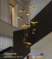China Luxury Designer Copper Lotus Leaf Chandeliers Lotus Leaf Pendant Lamp  (WH-NC-151) for sale