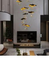 China Luxury Designer Copper Lotus Leaf Chandeliers Lotus Leaf Pendant Lamp  (WH-NC-151) for sale