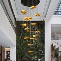 China Luxury Designer Copper Lotus Leaf Chandeliers Lotus Leaf Pendant Lamp  (WH-NC-151) for sale