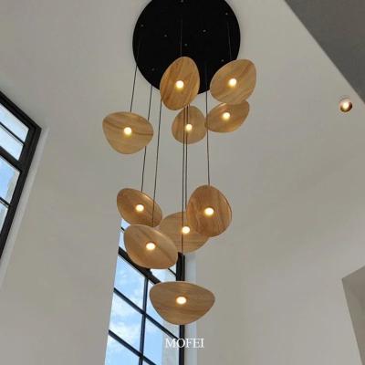 China Japanese Wabi-sabi Style Retro Solid Wood Staircase Chandelier(WH-NC-156) for sale