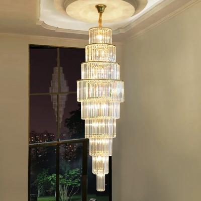 China Creative Led Luxury Crystal Staircase Spiral Long Pendant Lamp Classic Cristal Lamp(WH-NC-157) for sale