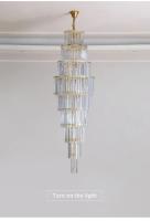 China Creative Led Luxury Crystal Staircase Spiral Long Pendant Lamp Classic Cristal Lamp(WH-NC-157) for sale
