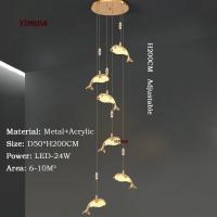 China Modern Light Luxury Villa Ceiling Staircase Long Pendant Lamp(WH-NC-161) for sale