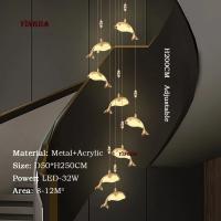 China Modern Light Luxury Villa Ceiling Staircase Long Pendant Lamp(WH-NC-161) for sale