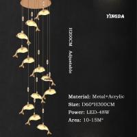 China Modern Light Luxury Villa Ceiling Staircase Long Pendant Lamp(WH-NC-161) for sale
