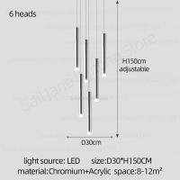 China Circular Tube Chandelier Minimalist Lighting Chrome Gold Hanging Type Long Chandelier(WH-NC-164) for sale