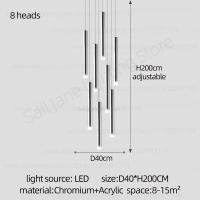China Circular Tube Chandelier Minimalist Lighting Chrome Gold Hanging Type Long Chandelier(WH-NC-164) for sale