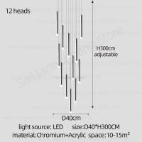 China Circular Tube Chandelier Minimalist Lighting Chrome Gold Hanging Type Long Chandelier(WH-NC-164) for sale