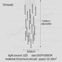 China Circular Tube Chandelier Minimalist Lighting Chrome Gold Hanging Type Long Chandelier(WH-NC-164) for sale