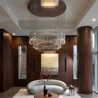 China Circular Tube Chandelier Minimalist Lighting Chrome Gold Hanging Type Long Chandelier(WH-NC-164) for sale