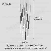 China Circular Tube Chandelier Minimalist Lighting Chrome Gold Hanging Type Long Chandelier(WH-NC-164) for sale