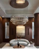 China Circular Tube Chandelier Minimalist Lighting Chrome Gold Hanging Type Long Chandelier(WH-NC-164) for sale