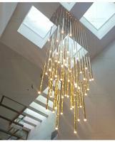 China Circular Tube Chandelier Minimalist Lighting Chrome Gold Hanging Type Long Chandelier(WH-NC-164) for sale