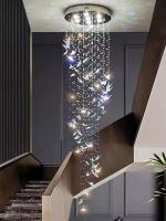 China Butterfly Crystal Chandelier Living Room Crystal Staircase Pendant Light Indoor Large LED Lights(WH-NC-165) for sale