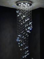 China Butterfly Crystal Chandelier Living Room Crystal Staircase Pendant Light Indoor Large LED Lights(WH-NC-165) for sale