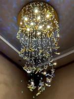 China Butterfly Crystal Chandelier Living Room Crystal Staircase Pendant Light Indoor Large LED Lights(WH-NC-165) for sale