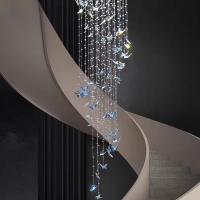 China Butterfly Crystal Chandelier Living Room Crystal Staircase Pendant Light Indoor Large LED Lights(WH-NC-165) for sale