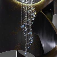 China Butterfly Crystal Chandelier Living Room Crystal Staircase Pendant Light Indoor Large LED Lights(WH-NC-165) for sale