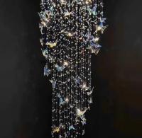 China Butterfly Crystal Chandelier Living Room Crystal Staircase Pendant Light Indoor Large LED Lights(WH-NC-165) for sale