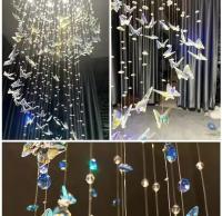 China Butterfly Crystal Chandelier Living Room Crystal Staircase Pendant Light Indoor Large LED Lights(WH-NC-165) for sale