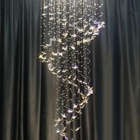 China Butterfly Crystal Chandelier Living Room Crystal Staircase Pendant Light Indoor Large LED Lights(WH-NC-165) for sale
