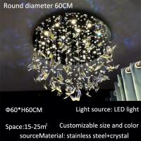 China Butterfly Crystal Chandelier Living Room Crystal Staircase Pendant Light Indoor Large LED Lights(WH-NC-165) for sale