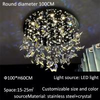 China Butterfly Crystal Chandelier Living Room Crystal Staircase Pendant Light Indoor Large LED Lights(WH-NC-165) for sale