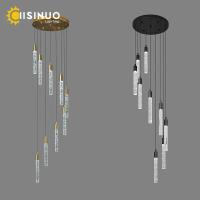 China Staircase Chandelier Hanging Cable Crystal Pillar Droplight Dimmable Suspension Light (WH-NC-170) for sale