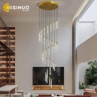 China Staircase Chandelier Hanging Cable Crystal Pillar Droplight Dimmable Suspension Light (WH-NC-170) for sale
