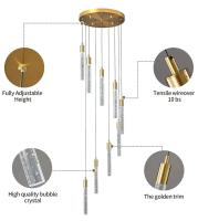 China Staircase Chandelier Hanging Cable Crystal Pillar Droplight Dimmable Suspension Light (WH-NC-170) for sale