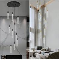 China Staircase Chandelier Hanging Cable Crystal Pillar Droplight Dimmable Suspension Light (WH-NC-170) for sale