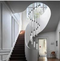 China Staircase Chandelier Hanging Cable Crystal Pillar Droplight Dimmable Suspension Light (WH-NC-170) for sale