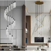 China Staircase Chandelier Hanging Cable Crystal Pillar Droplight Dimmable Suspension Light (WH-NC-170) for sale