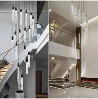 China Staircase Chandelier Hanging Cable Crystal Pillar Droplight Dimmable Suspension Light (WH-NC-170) for sale