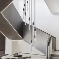 China Staircase Chandelier Hanging Cable Crystal Pillar Droplight Dimmable Suspension Light (WH-NC-170) for sale