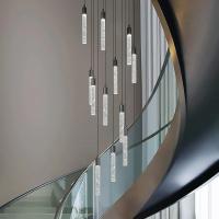 China Staircase Chandelier Hanging Cable Crystal Pillar Droplight Dimmable Suspension Light (WH-NC-170) for sale