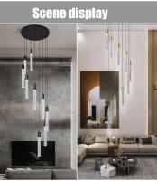 China Staircase Chandelier Hanging Cable Crystal Pillar Droplight Dimmable Suspension Light (WH-NC-170) for sale