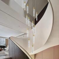 China Staircase Chandelier Hanging Cable Crystal Pillar Droplight Dimmable Suspension Light (WH-NC-170) for sale