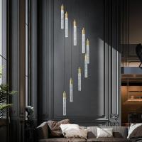 China Staircase Chandelier Hanging Cable Crystal Pillar Droplight Dimmable Suspension Light (WH-NC-170) for sale