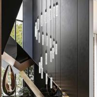 China Staircase Chandelier Hanging Cable Crystal Pillar Droplight Dimmable Suspension Light (WH-NC-170) for sale